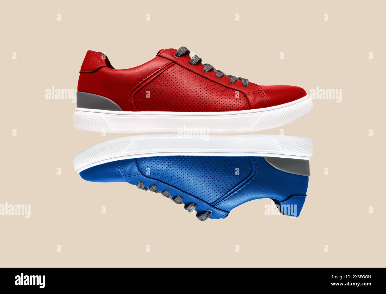 red and blue sneakers. modern shoes isolated Stock Photo - Alamy