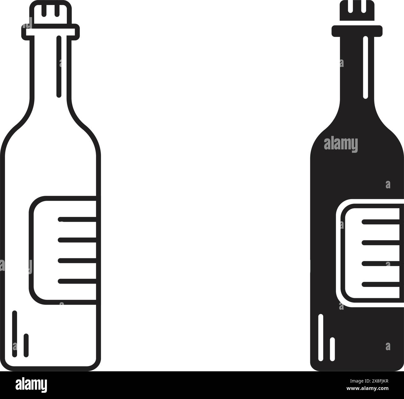 Wine bottle with glass icon in flat style. Alcohol drink vector ...