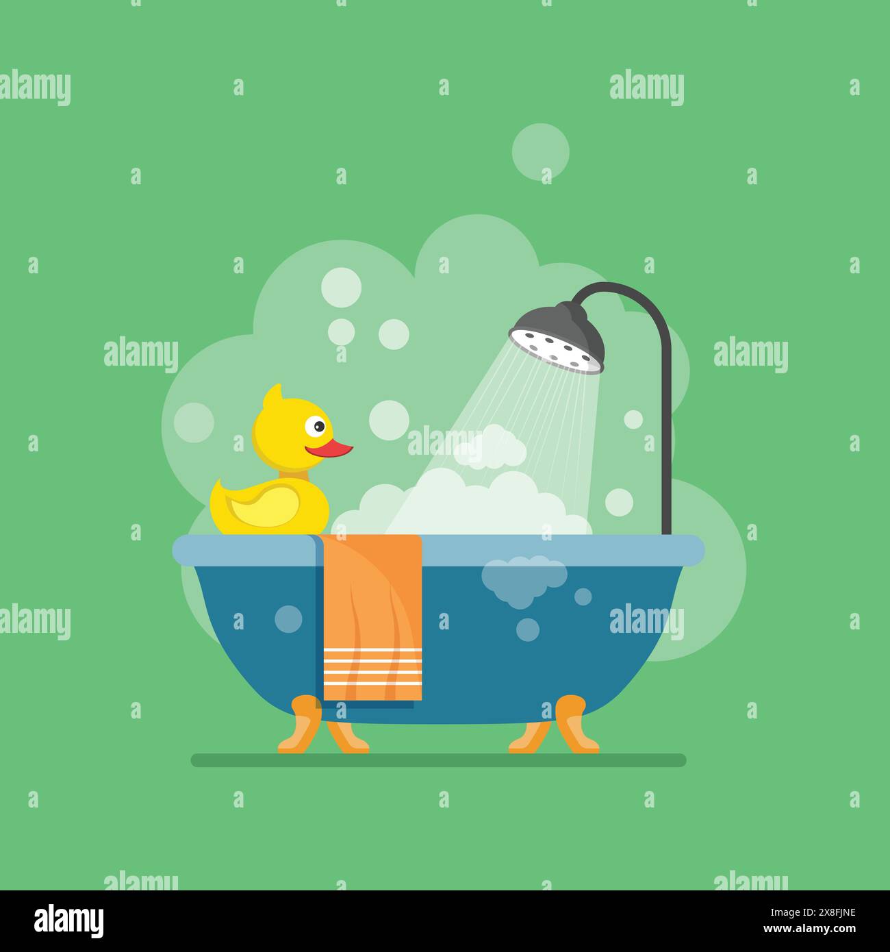 Bath icon in flat style. Bathroom vector illustration on isolated ...
