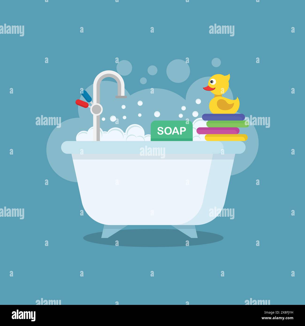 Bath icon in flat style. Bathroom vector illustration on isolated ...