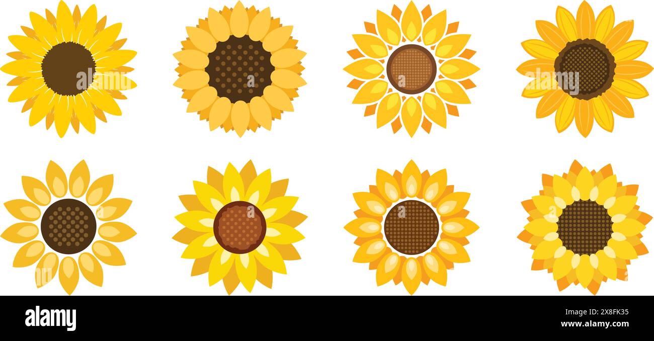 Sunflower icon in flat style. Flora vector illustration on isolated ...