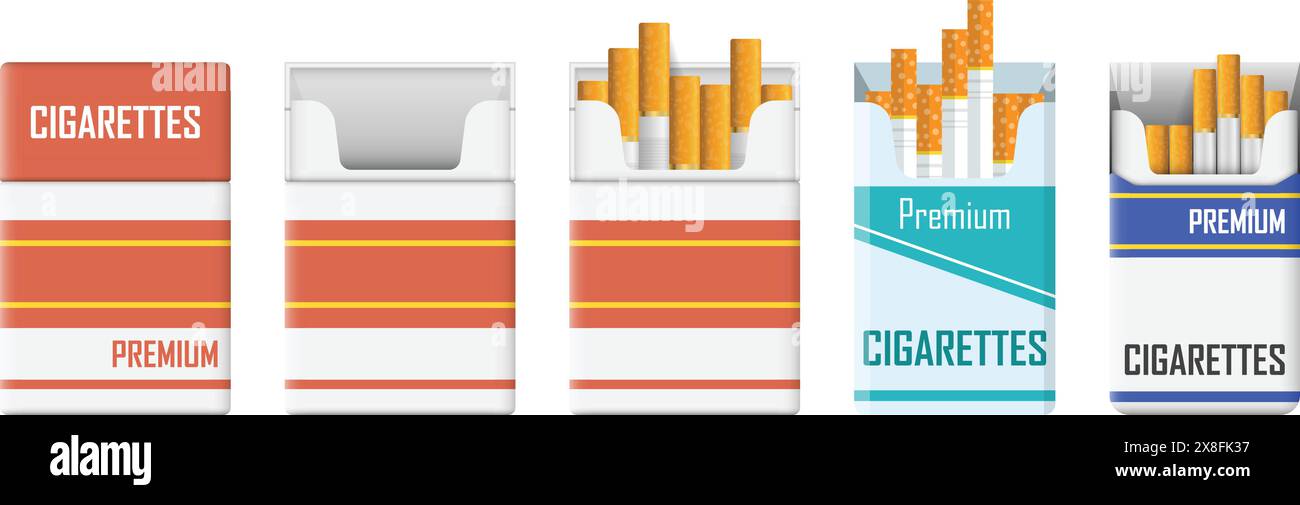 Packet of cigarettes icon in flat style. Smoking vector illustration on ...