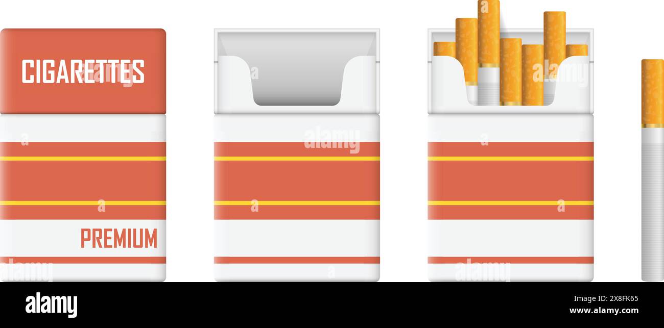 Packet of cigarettes icon in flat style. Smoking vector illustration on ...