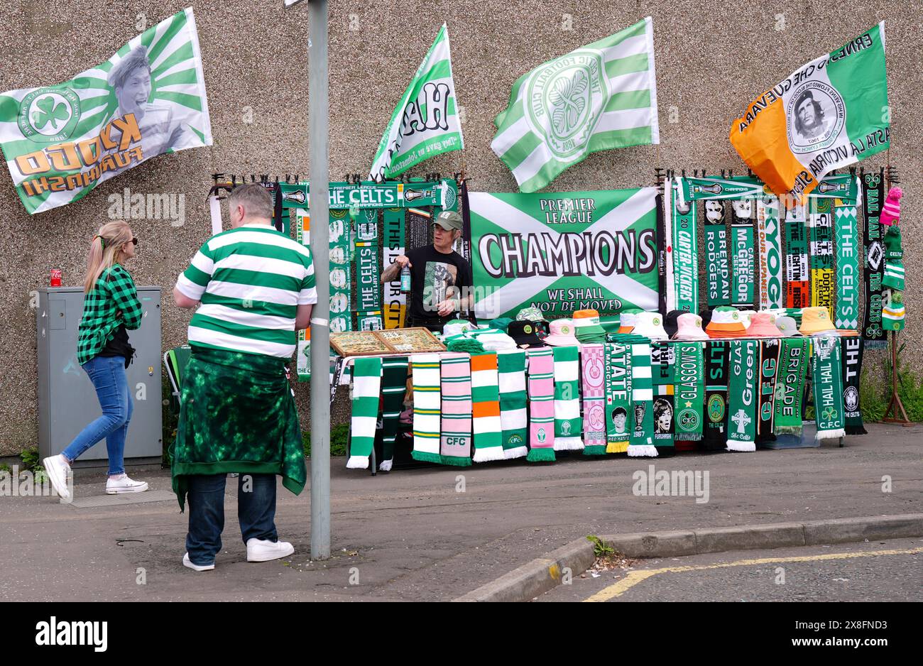 A merchandise stall ahead of the Scottish Gas Scottish Cup final at ...