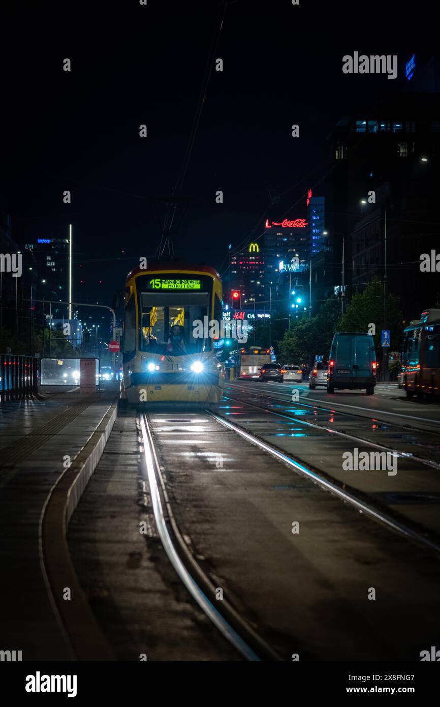 Warsaw's city centre trams Stock Photo - Alamy