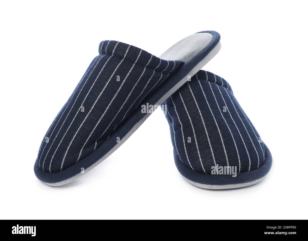 Pair of striped slippers isolated on white Stock Photo - Alamy