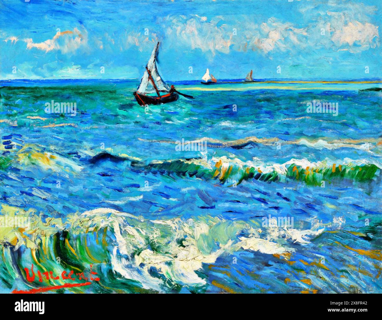 Seascape at Saintes-Maries, 1888 (Painting) by Artist Gogh, Vincent van ...
