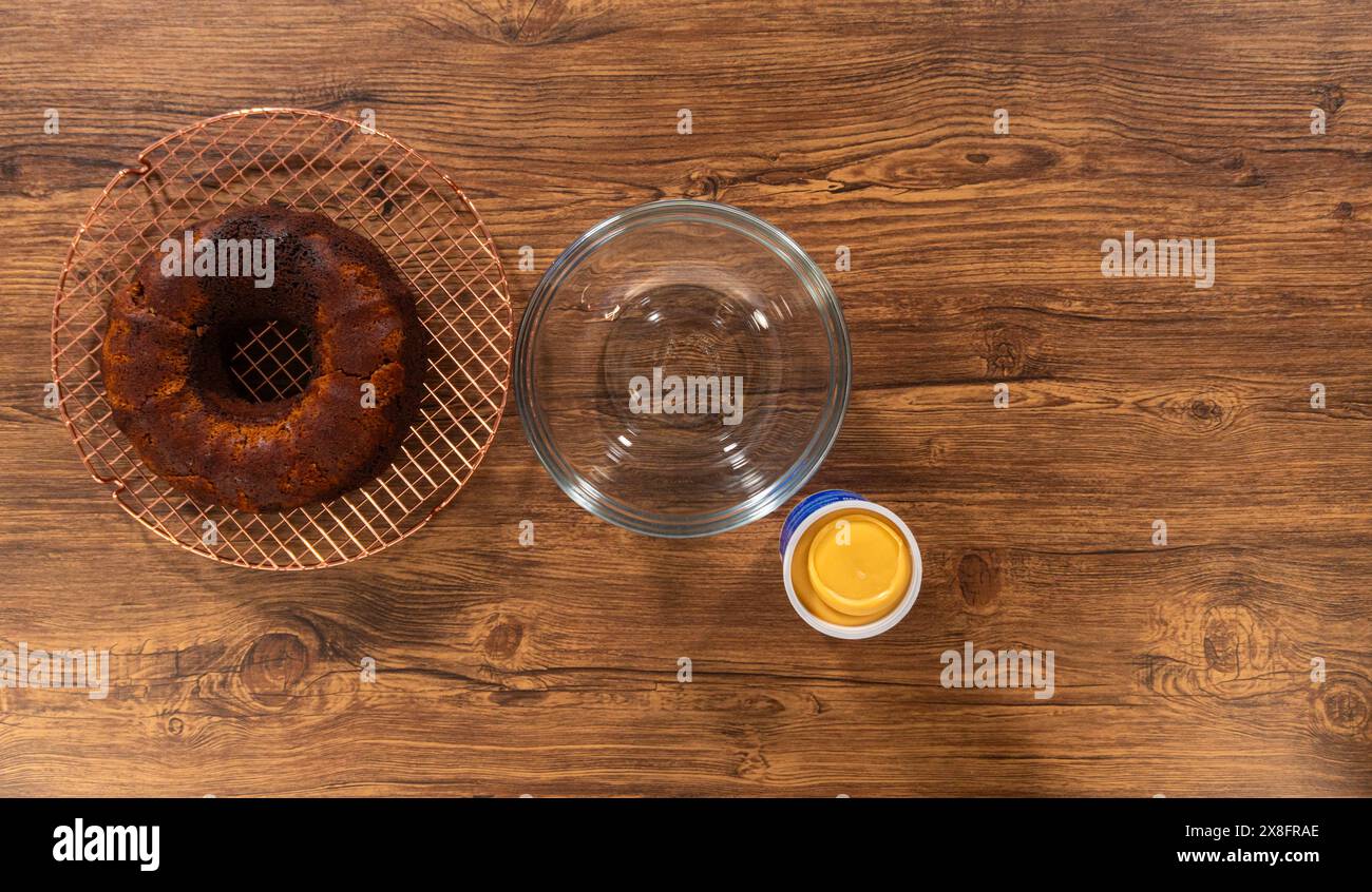Baking Gingerbread Bundt Cake with Caramel Frosting Ingredients Stock ...