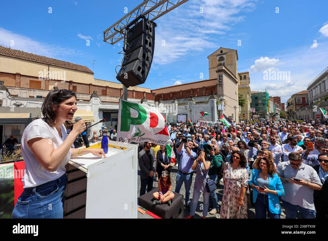 Aversa, Italy, 25 May 2024. Elly Schlein, leader of Partito Democratico ...
