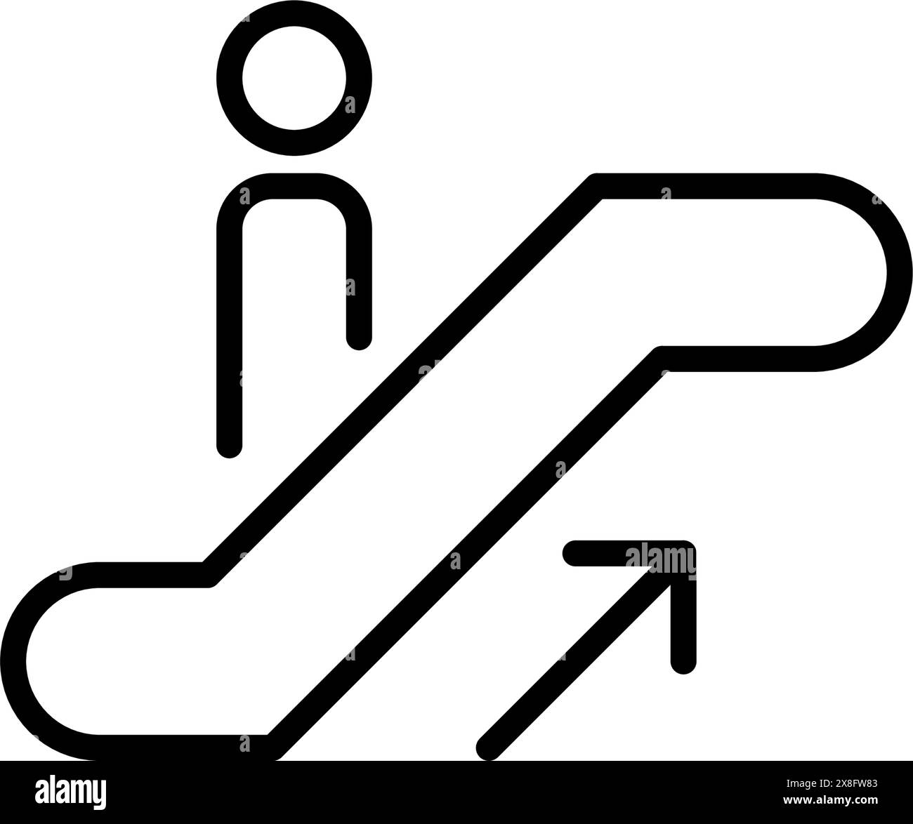 Person standing on escalator going up. Vertical moving stairs. Pixel ...