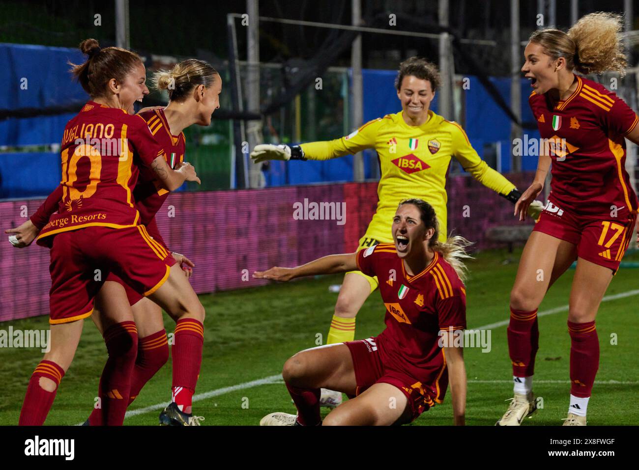 Cesena, Italy. 24th May, 2024. AS Roma players Manuela Giugliano, Sanne ...