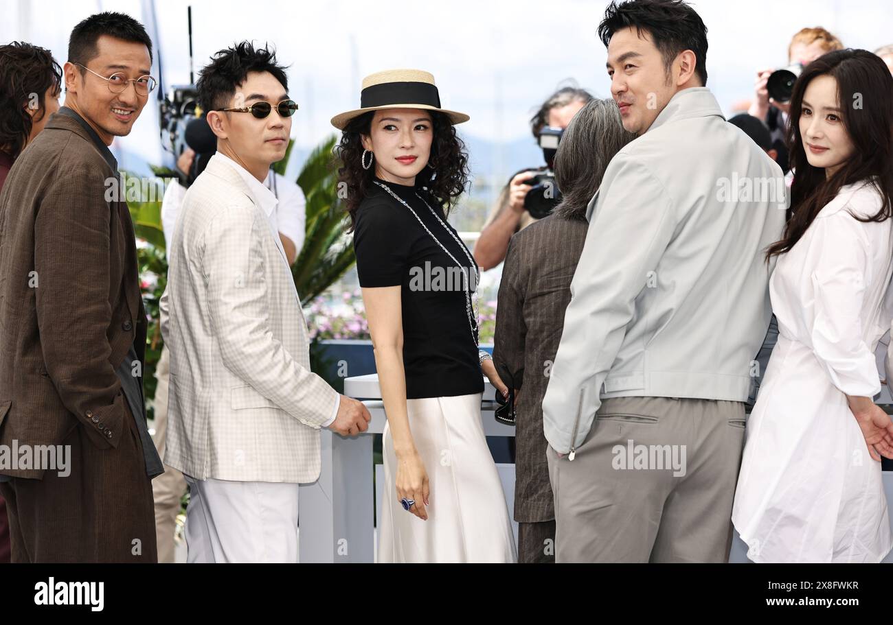 Cannes, France. 25th May, 2024. Actor Wang Chuanjun, actor Da Peng, actress Zhang Ziyi, actor ...