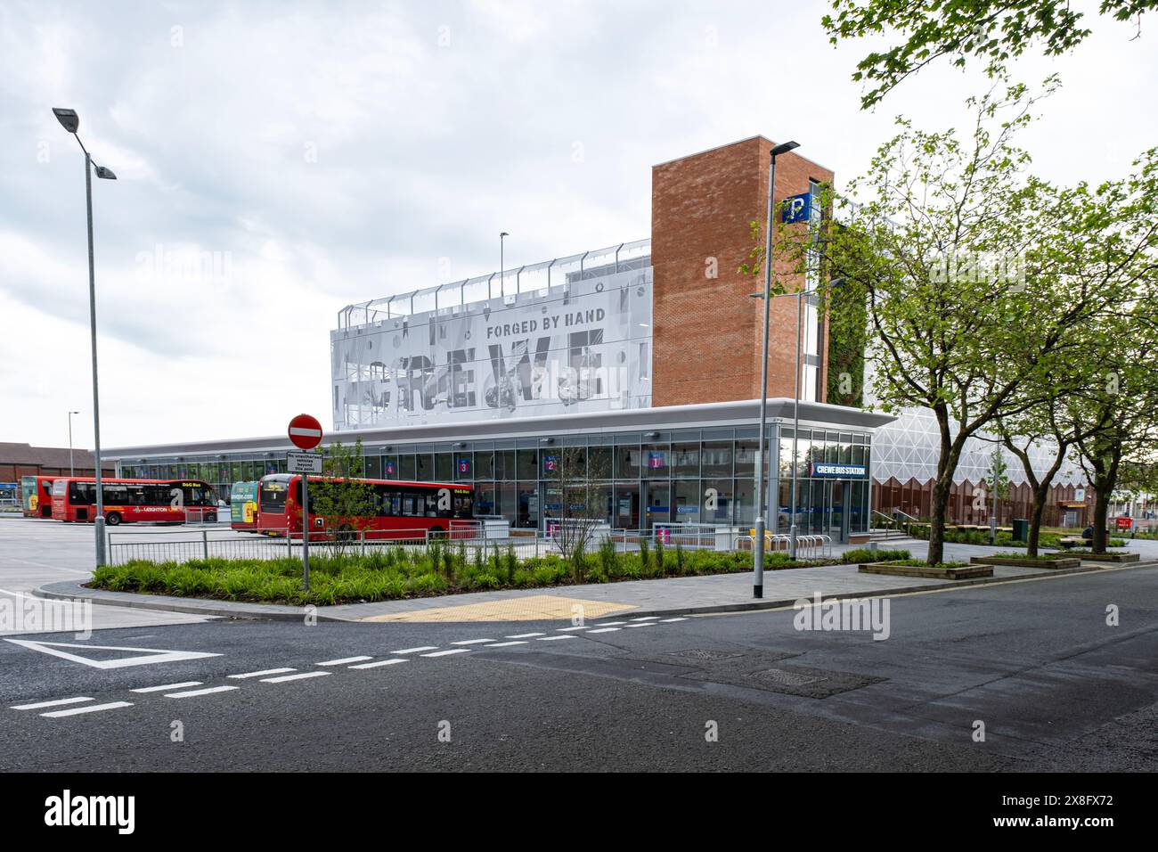 Bus station with multi storey car park in town centre of Crewe Cheshire ...