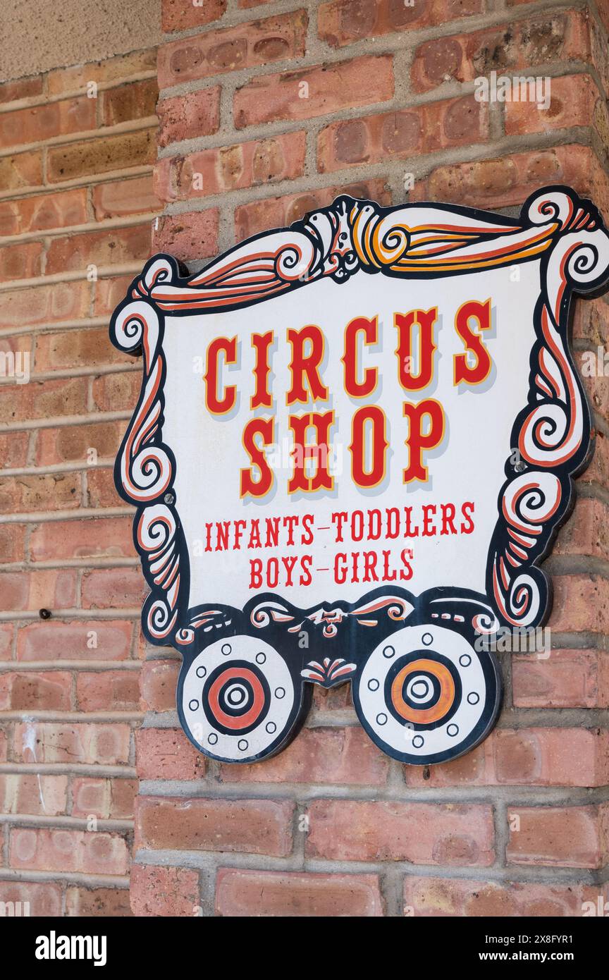 Petoskey, MI - May 18th, 2024: Circus Shop Sign on Brick Wall Stock ...