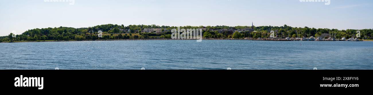 Panoramic View the City of Petoskey Lakeshore with Copy-Space Stock ...
