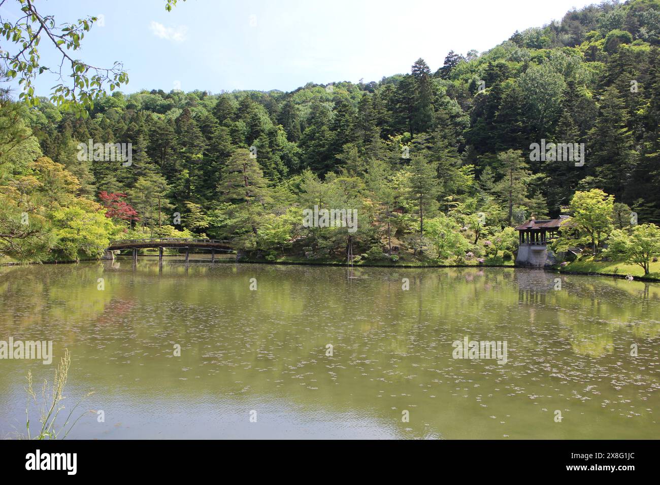 Earthen Bridge, Chitose-bashi Bridge and Yokuryu-chi Pond in Shugakuin ...