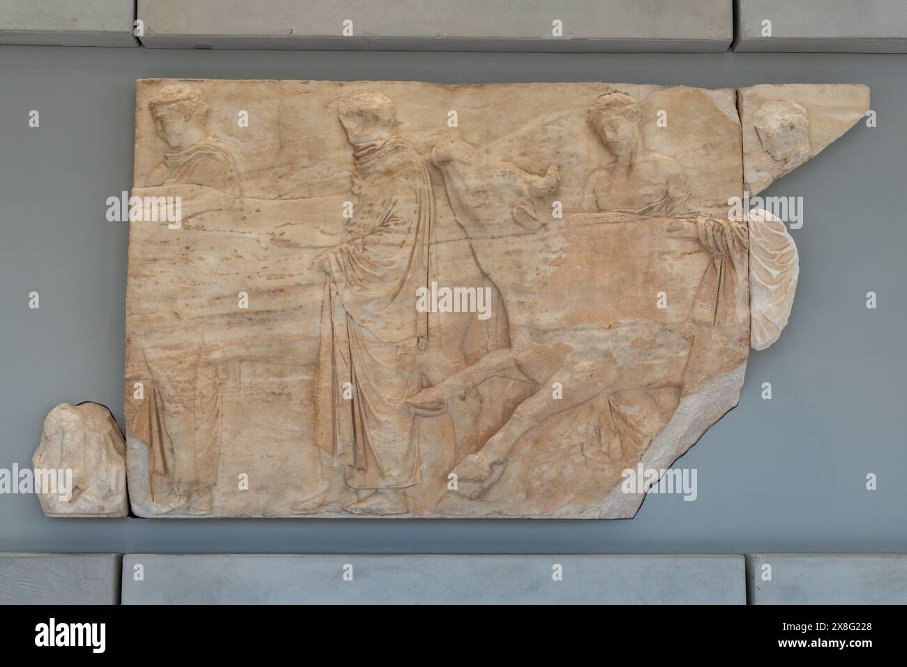 Fragment of the Parthenon frieze, The Acropolis of Athens, 5th Century BC.The Acropolis Museum ...