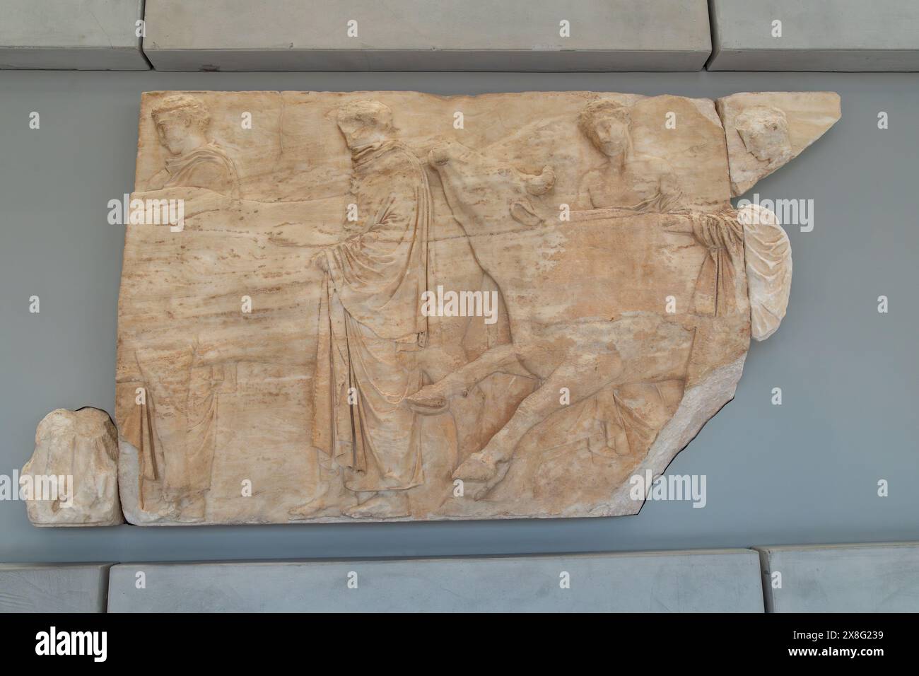 Fragment of the Parthenon frieze, The Acropolis of Athens, 5th Century BC.The Acropolis Museum ...