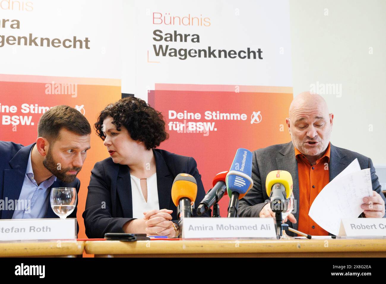 25 May 2024, Brandenburg, Schwedt/Oder: Stefan Roth (l-r), state ...