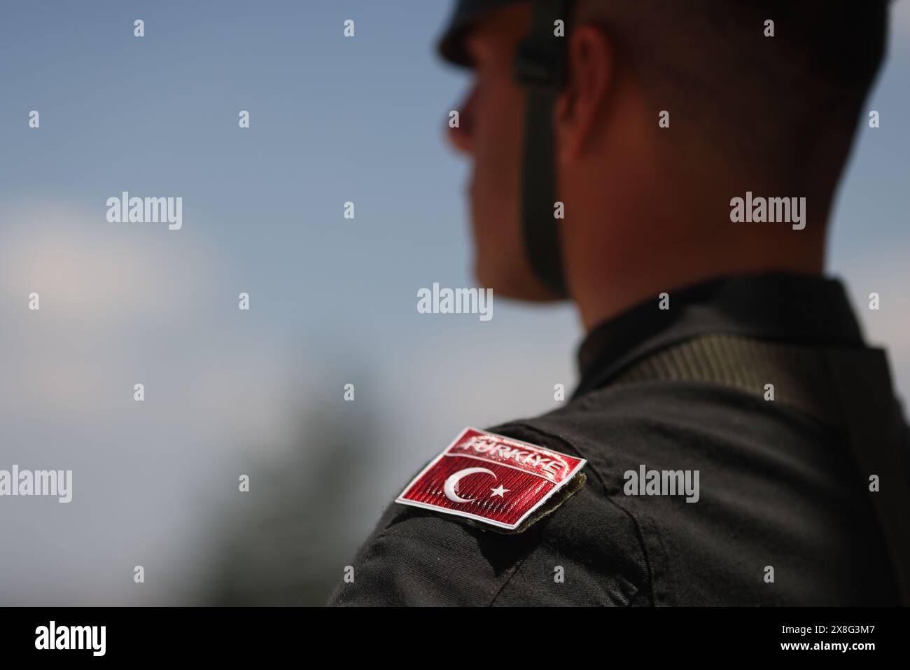 Details with the Turkish flag on the uniform of a Turkish soldier Stock ...