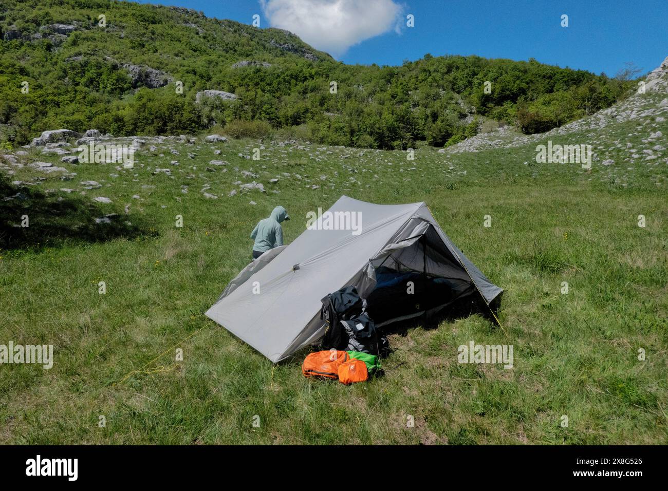 Camping out in the Orjen Mountains, Herceg Novi, Montenegro Stock Photo ...