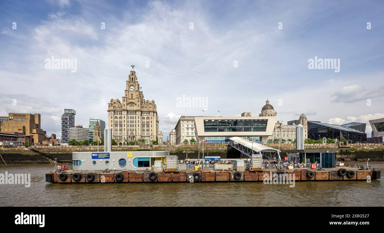 The Three Graces seen from the River Mersey - The Royal Liver Building ...