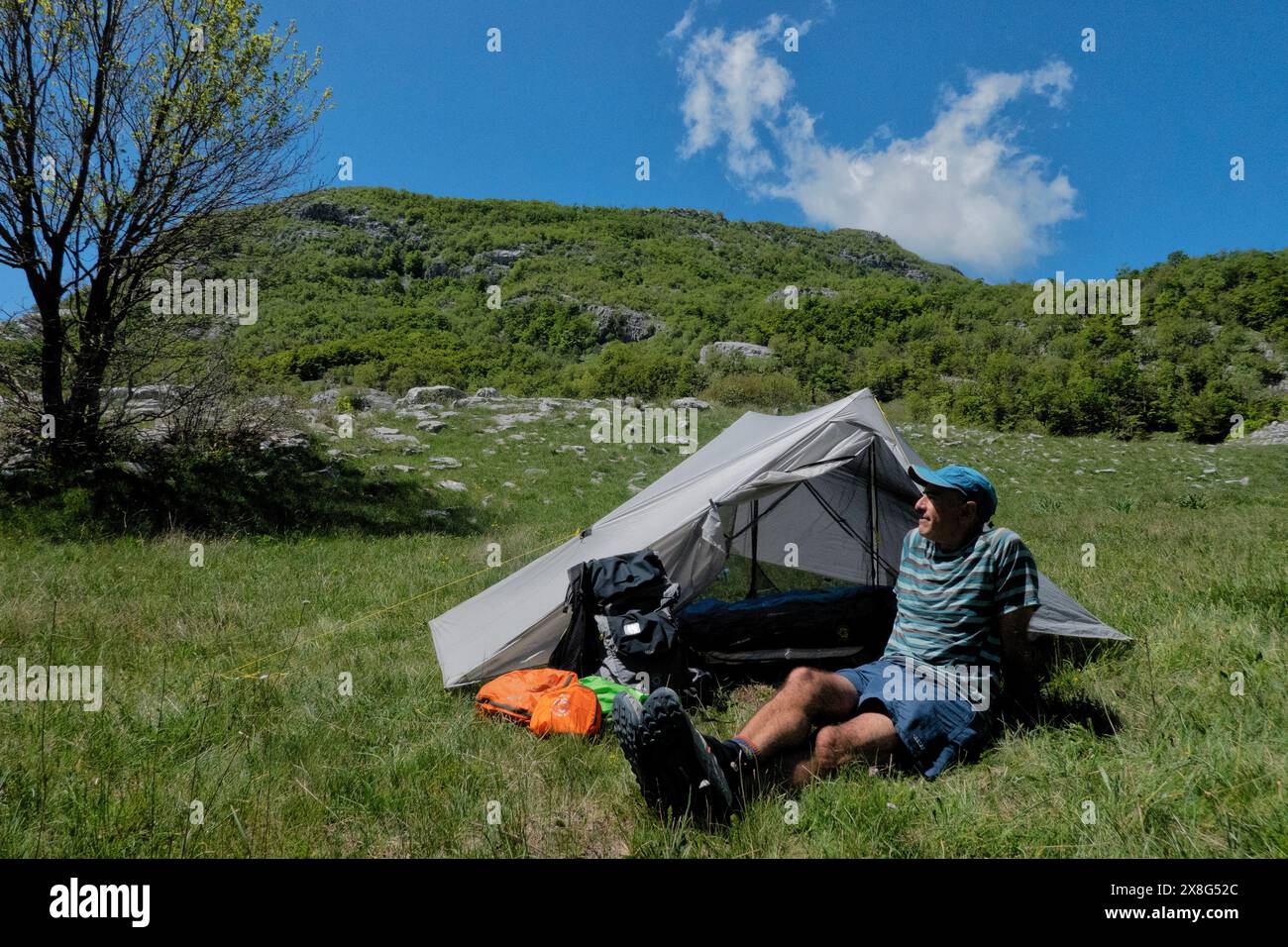 Camping out in the Orjen Mountains, Herceg Novi, Montenegro Stock Photo ...