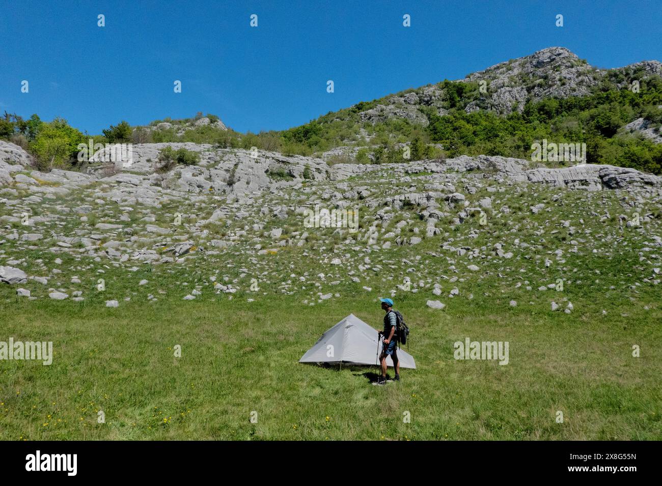 Camping out in the Orjen Mountains, Herceg Novi, Montenegro Stock Photo ...