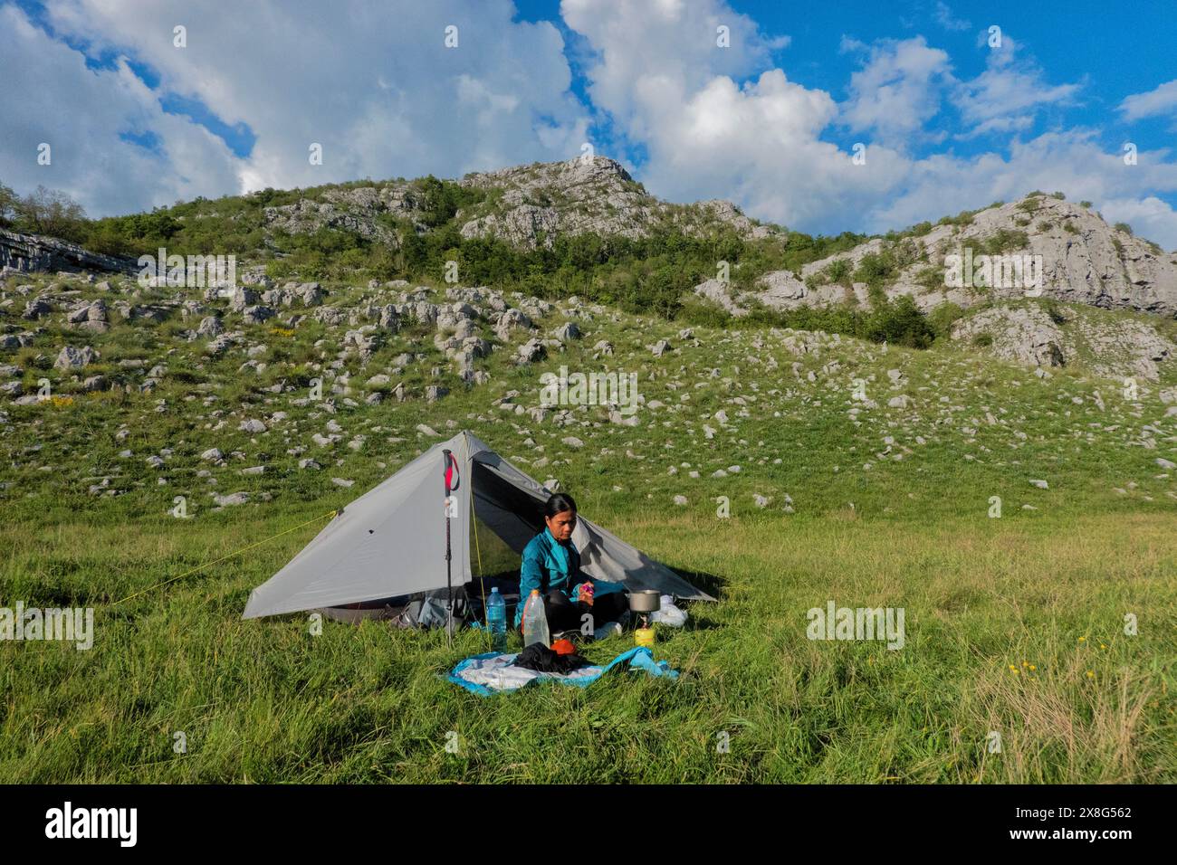 Camping out in the Orjen Mountains, Herceg Novi, Montenegro Stock Photo ...