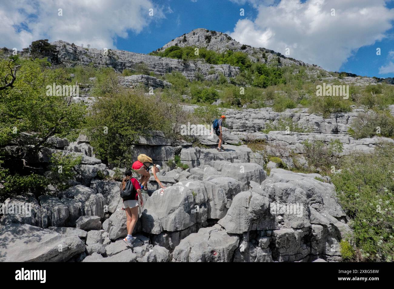 Climbing limestone fissures to Subra peak, Orjen Mountains, Herceg Novi ...