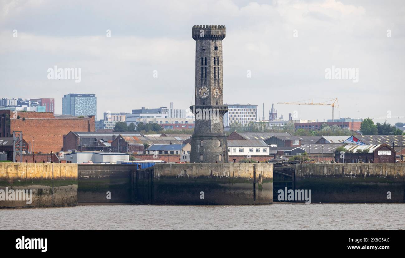 The Victoria Tower clock tower alongside salisbury Dock, Liverpool ...