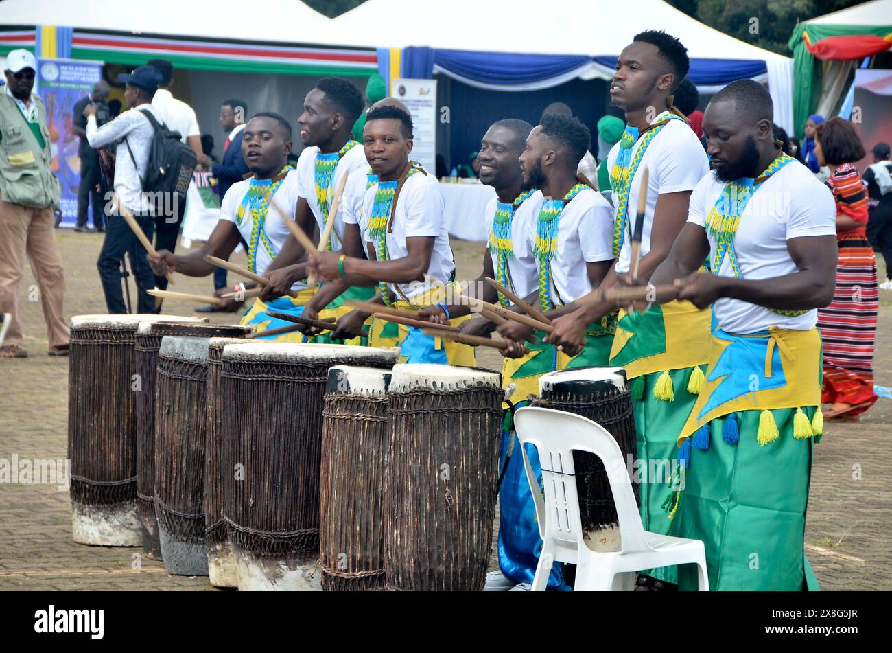 Kampala, Uganda. 25th May, 2024. People from Rwanda play traditional ...