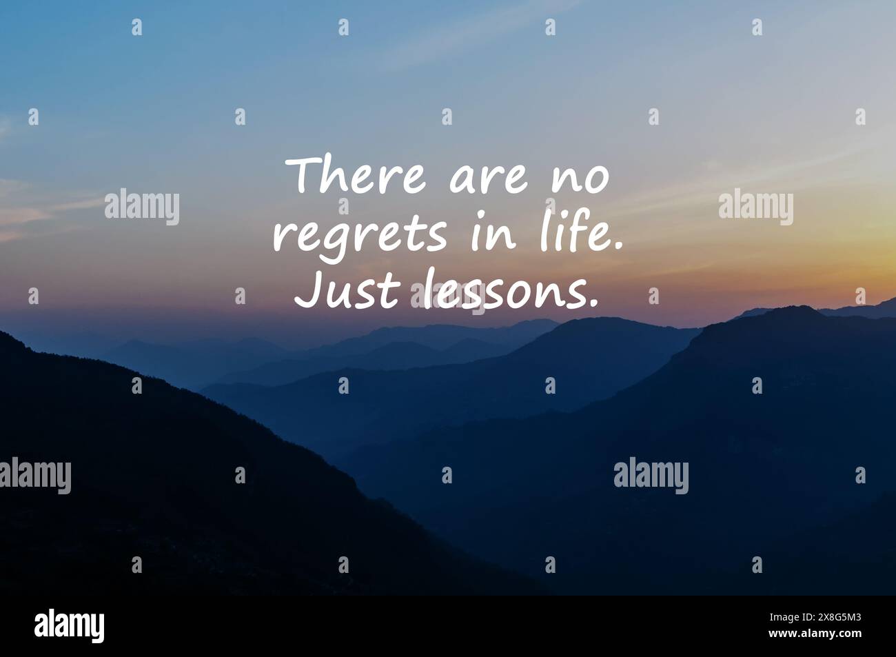 Landscape background with inspirational quote - There are no regrets in ...