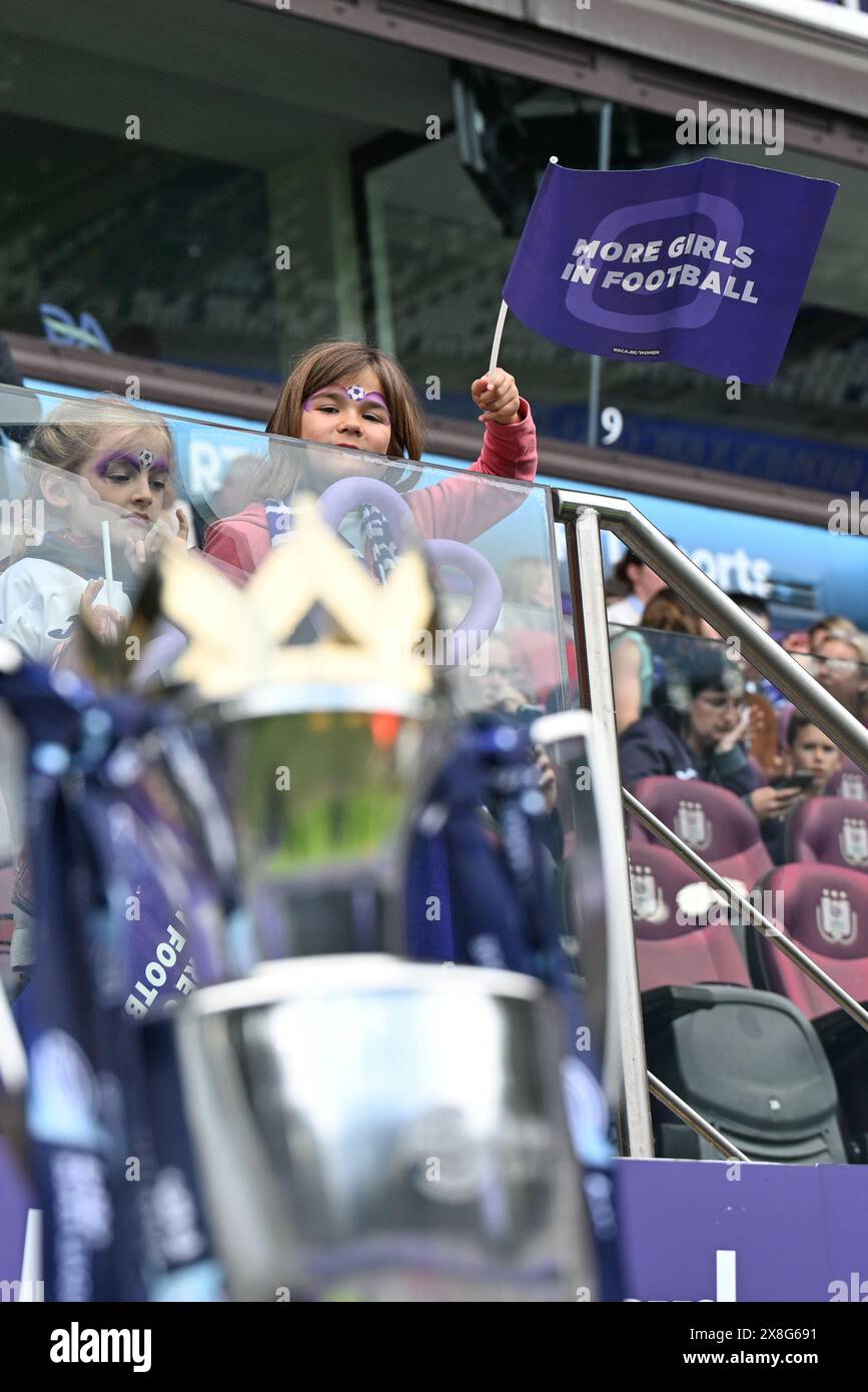 Anderlecht, Belgium. 25th May, 2024. young girl fans and supporters of ...