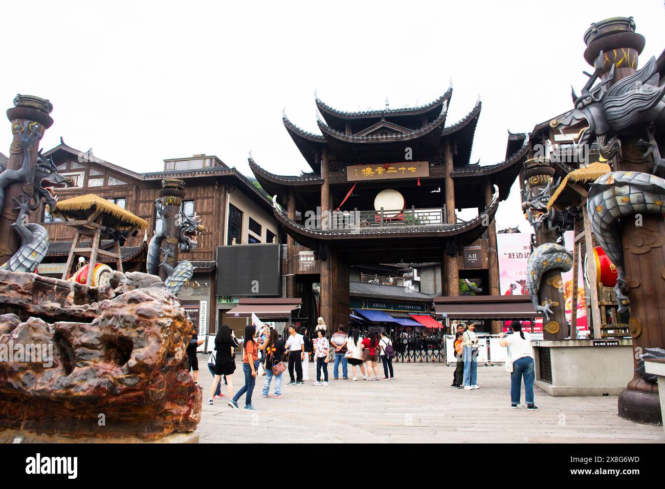 Historic ancient 72 Tujia Stilted Buildings Scenic Area or antique ...
