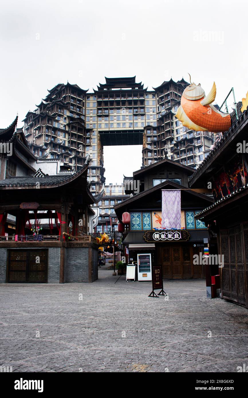 Historic ancient 72 Tujia Stilted Buildings Scenic Area or antique ...