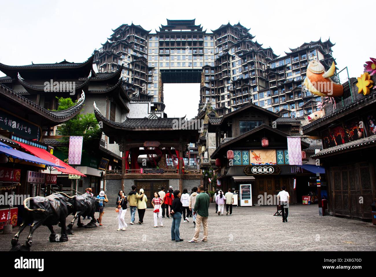 Historic ancient 72 Tujia Stilted Buildings Scenic Area or antique ...