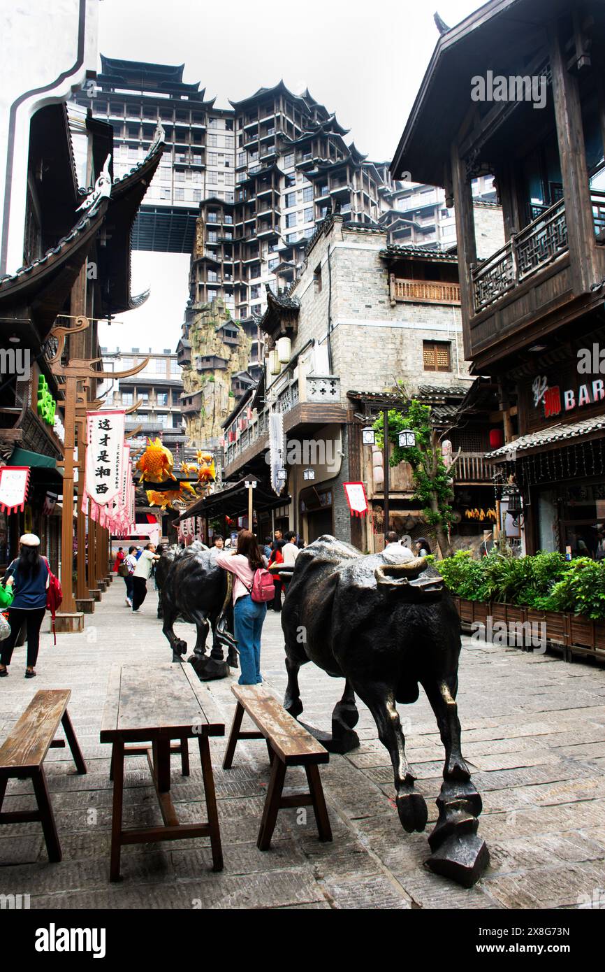 Historic ancient 72 Tujia Stilted Buildings Scenic Area or antique ...
