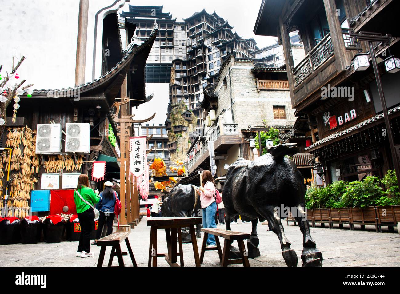 Historic ancient 72 Tujia Stilted Buildings Scenic Area or antique ...