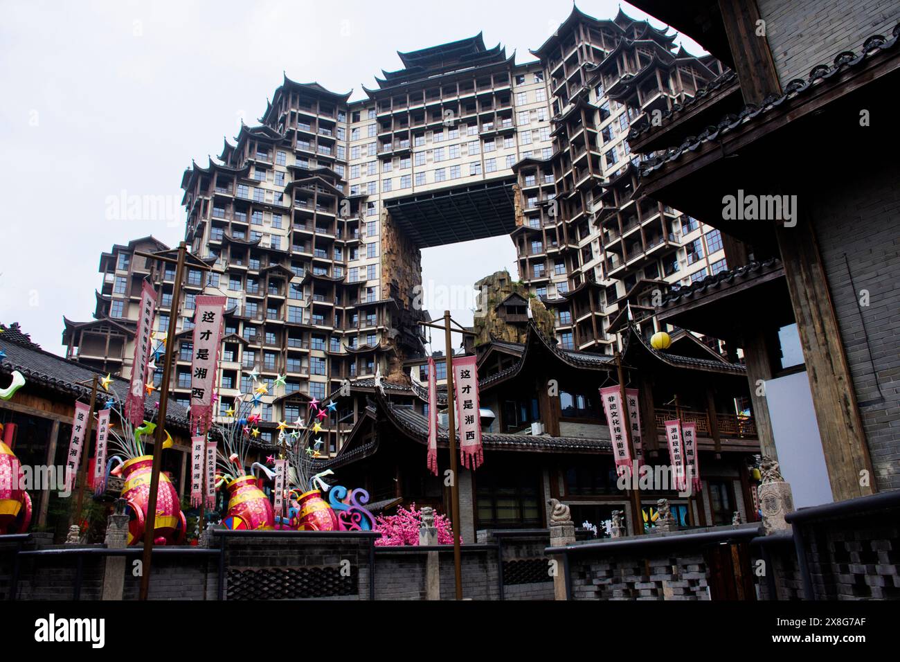 Historic ancient 72 Tujia Stilted Buildings Scenic Area or antique ...