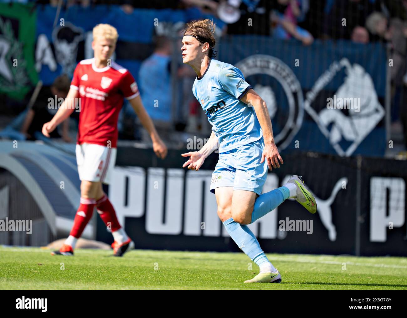 Randers, Denmark. 25th May, 2024. Randers takes the lead 1-0 on an own ...