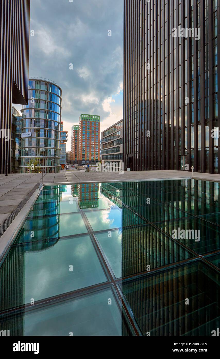 Modern architecture at the city promenade. Dusseldorf, Germany Stock ...