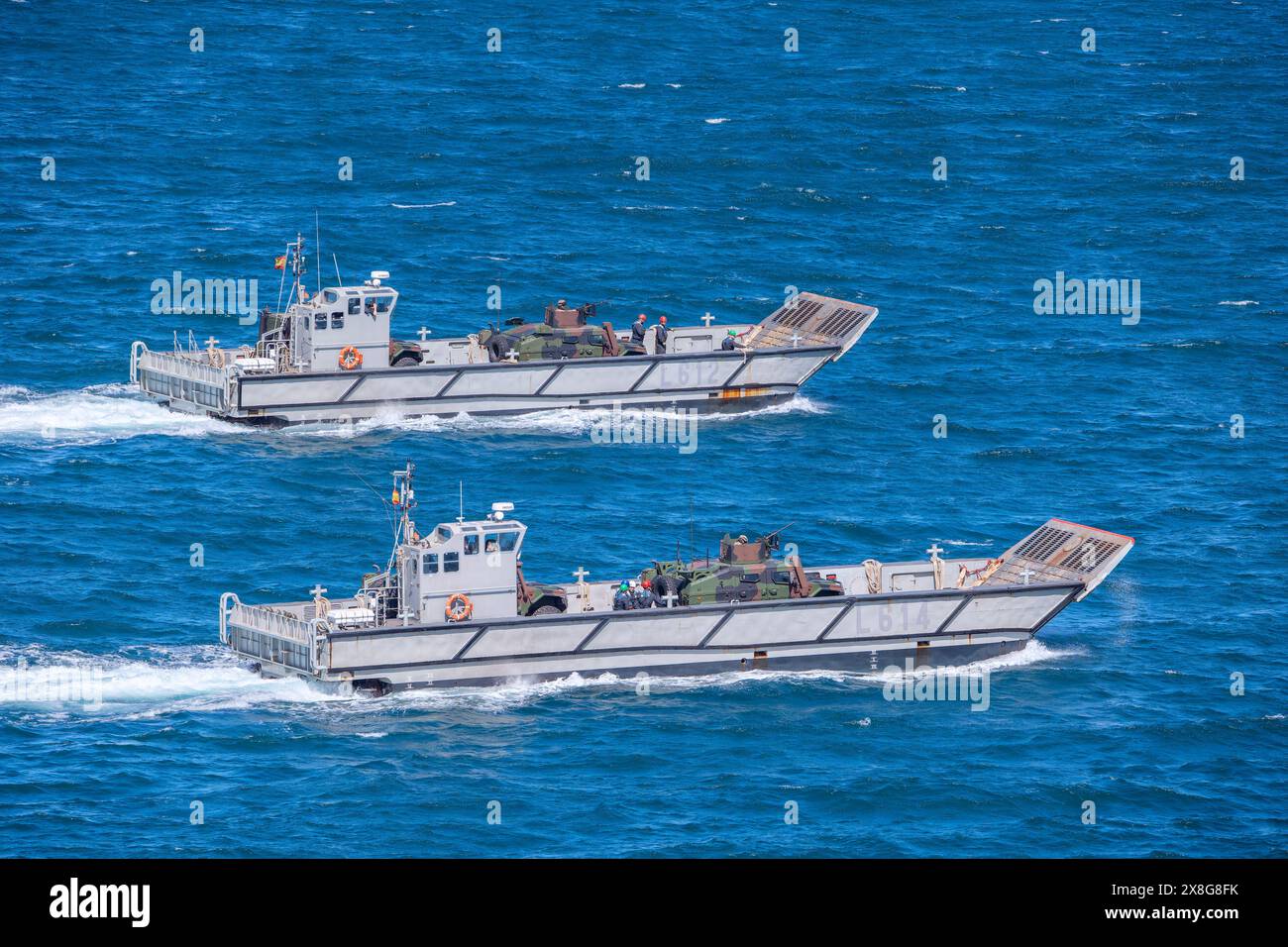 Two LCM-1E class landing craft of the Spanish Navy with Spanish marines ...