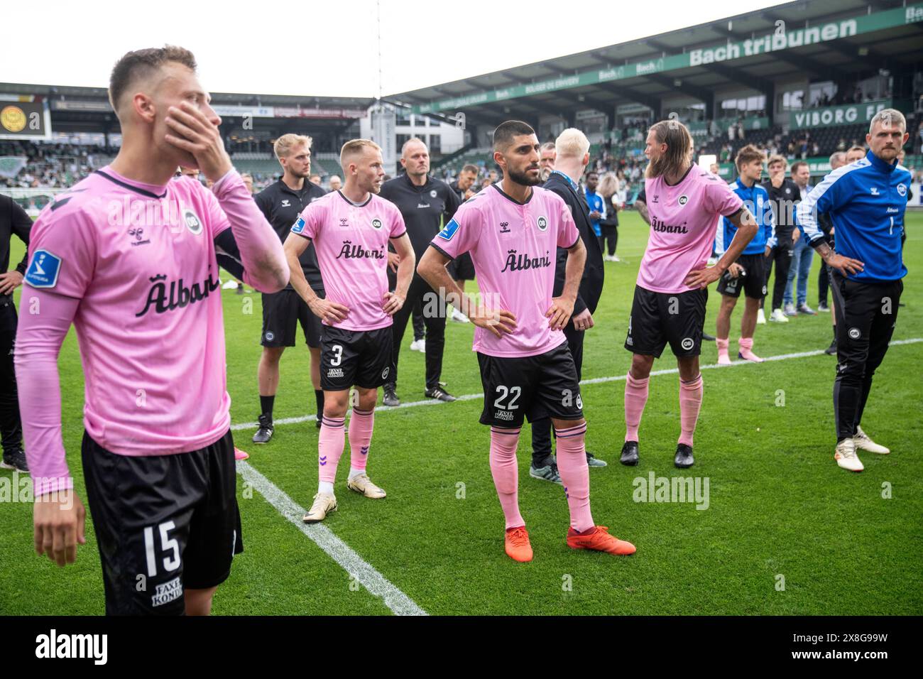 Viborg, Denmark. 25th May, 2024. OB's players greet the disappointed ...