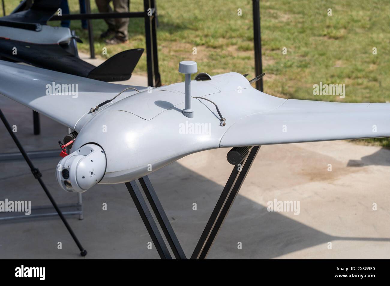 Gray painted military reconnaissance drone Stock Photo - Alamy