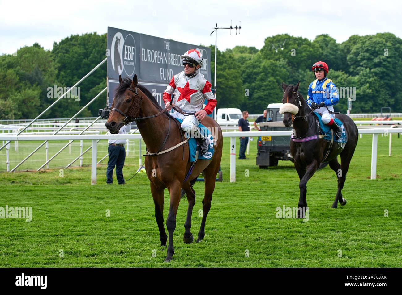 Left to right: Jockeys Joe Fanning on Count D'Orsay and Mia Nicholls on ...
