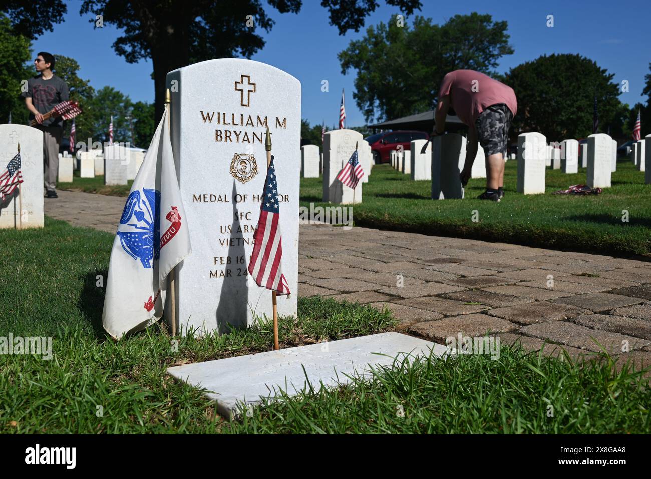 Raleigh, NC, USA, 25th of May, 2024; A flag is placed at the marker of ...