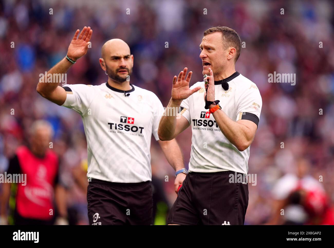 Referee Matthew Carley during the Investec Champions Cup final at the ...