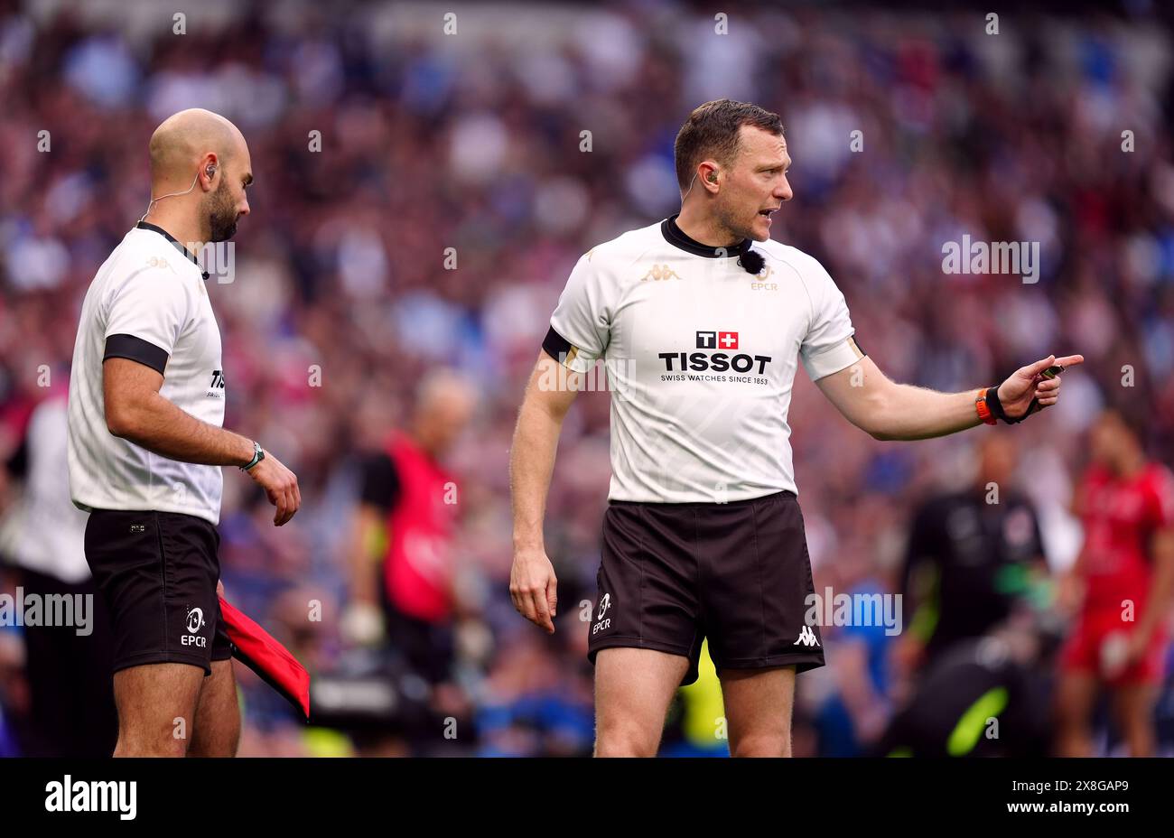 Referee Matthew Carley during the Investec Champions Cup final at the ...