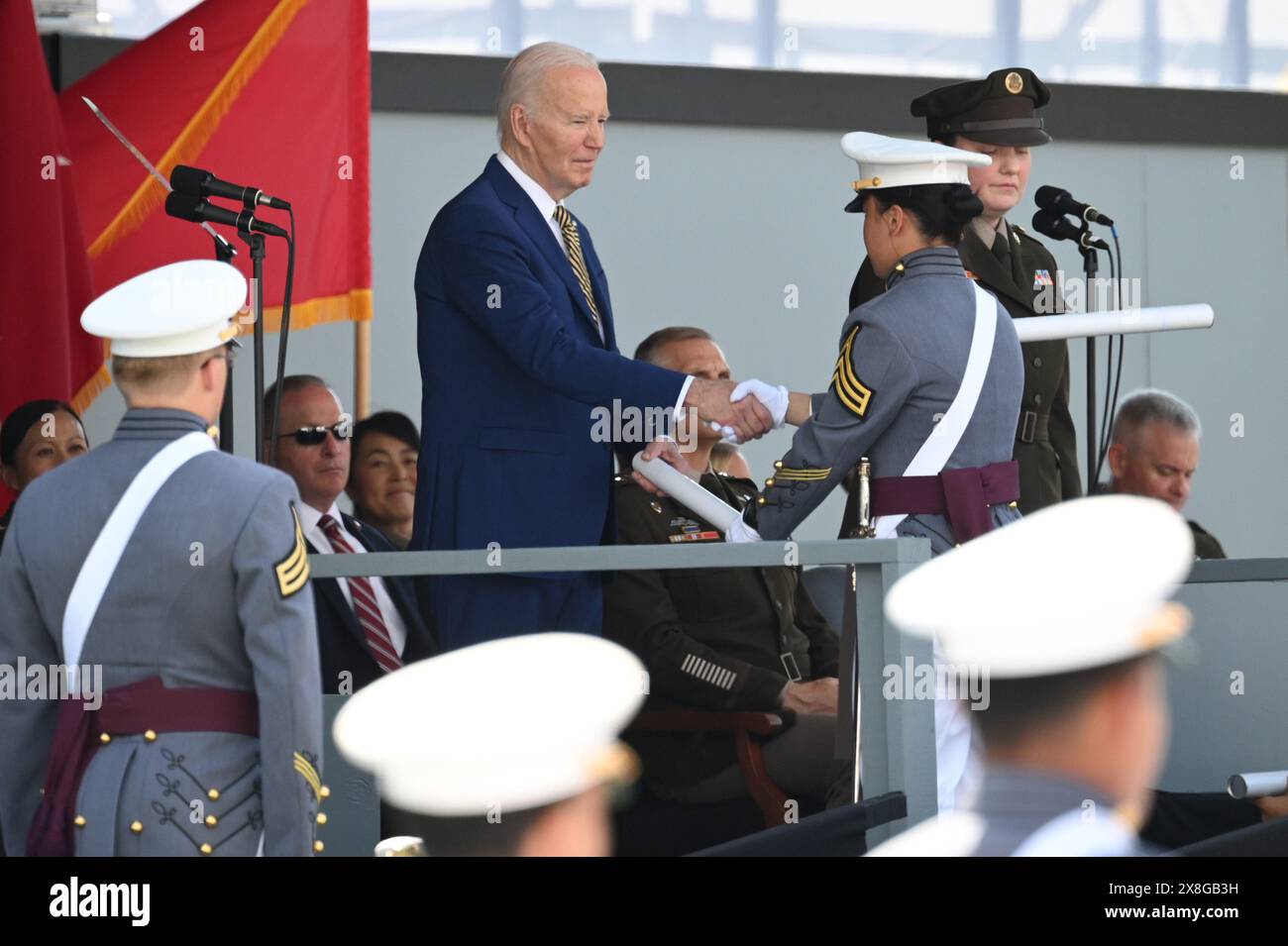 New York, USA. 25th May, 2024. U.S. President Joe Biden shakes hands ...